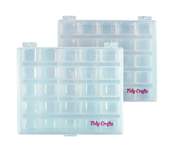 Set of 2 - Tidy Crafts Bobbin Boxes-Organize 25 Machine Bobbins Each I ...